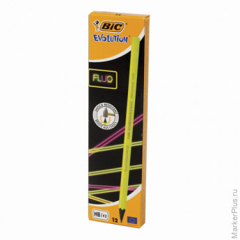 Купить карандаш чернографитный bic "evolution fluo", 1 шт., hb, пластиковый, корпус ассорти, без ...